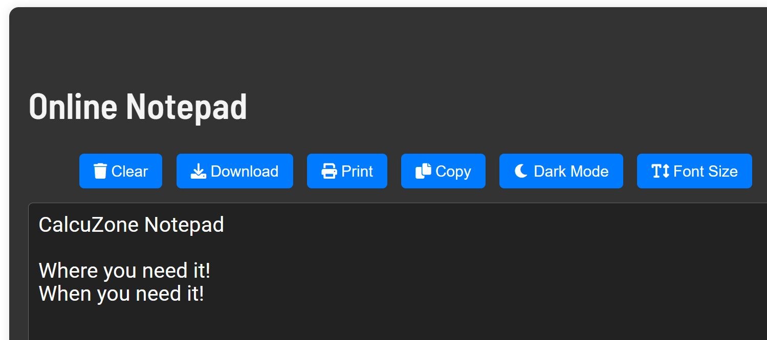Simple Online Notebook - CalcuZone 2025